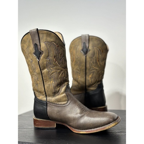 Roper | Shoes | Roper Kids Brown Cowboy Faux Leather Vamp Black Heel ...